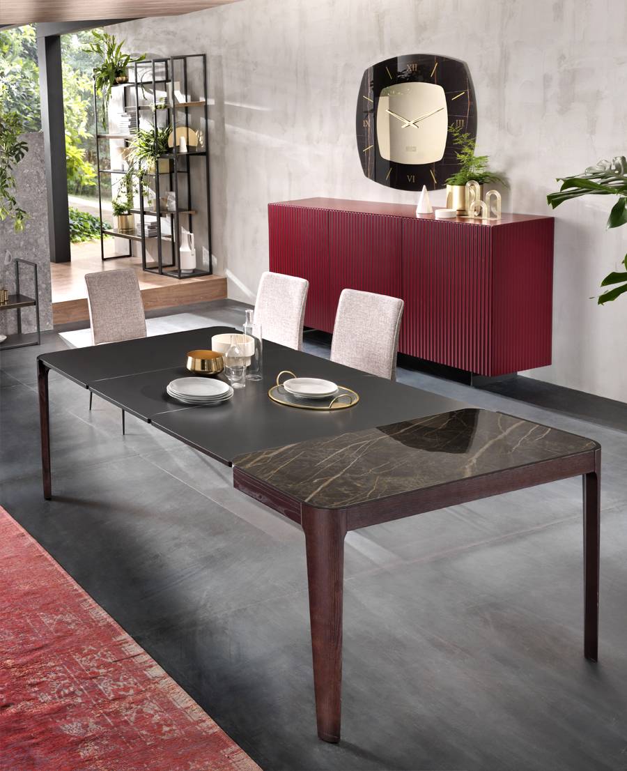 Cross, extendable or fixed console table, ceramic or crystal top - Riflessi