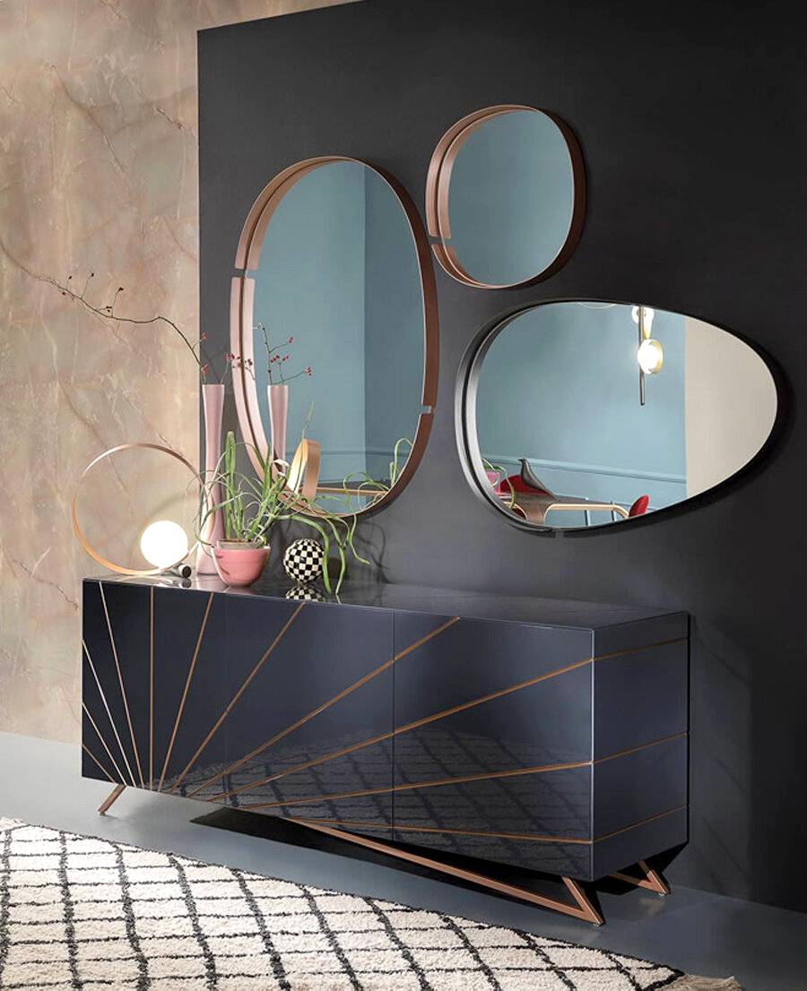 Lumiere, wall mirror with metal frame - Riflessi