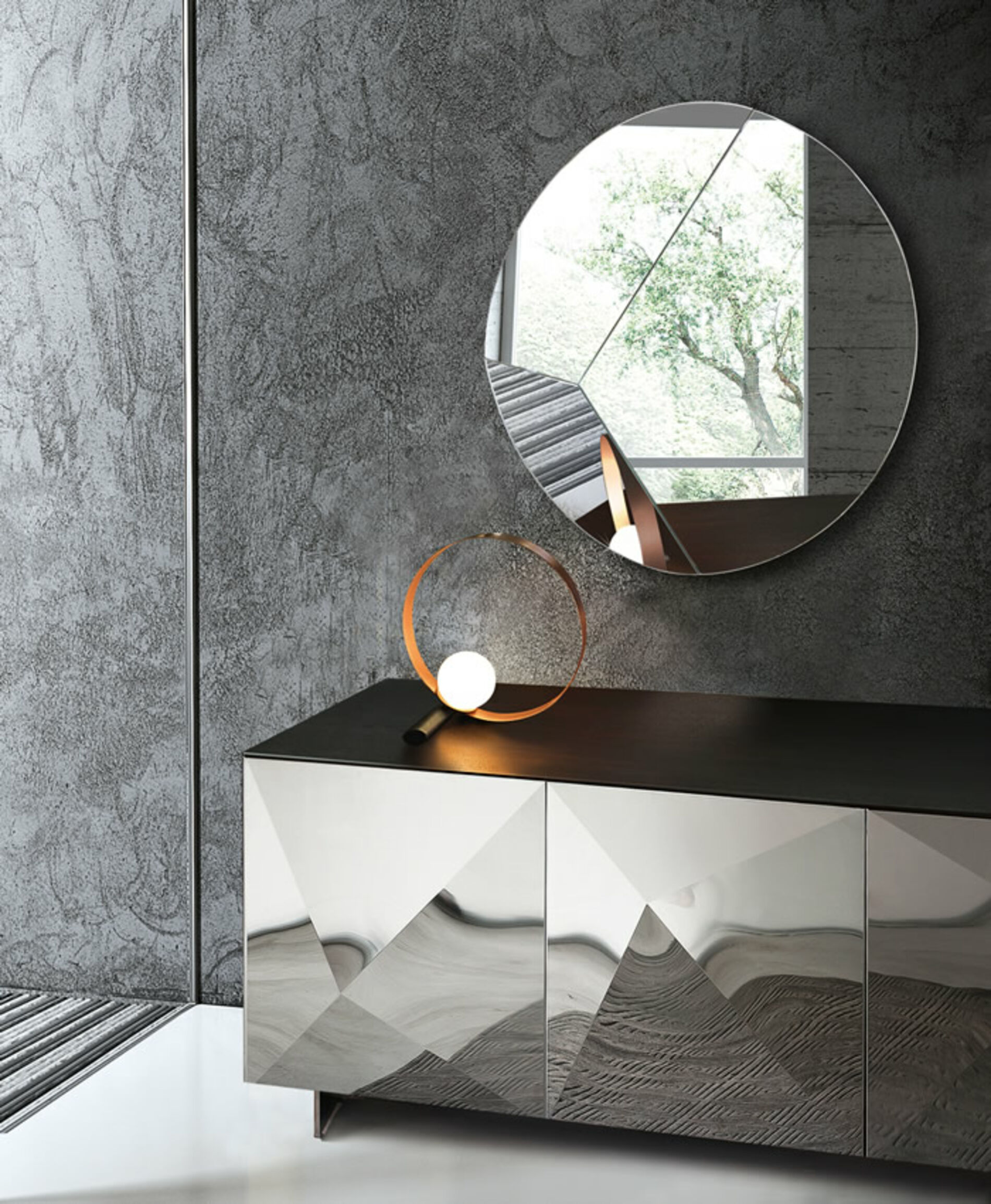 Specchio da parete rotondo tridimensionale, Circle - Riflessi